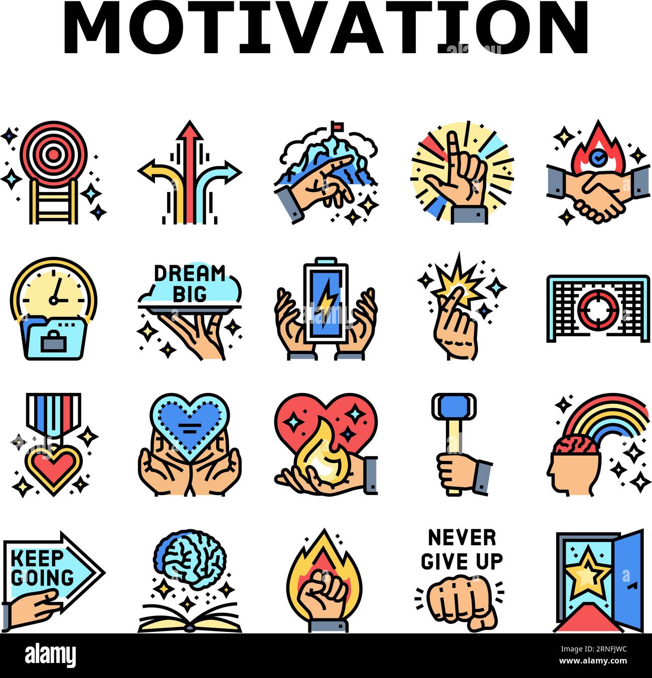 motivation succes challenge icons set vector Stock Vector Image & Art ...