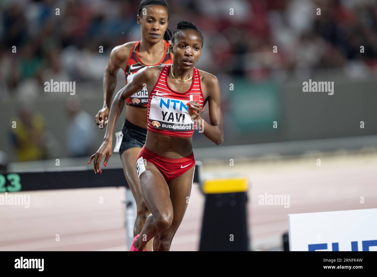 Winfred Yavi participating in the 3000 m Steeplechase at the World ...