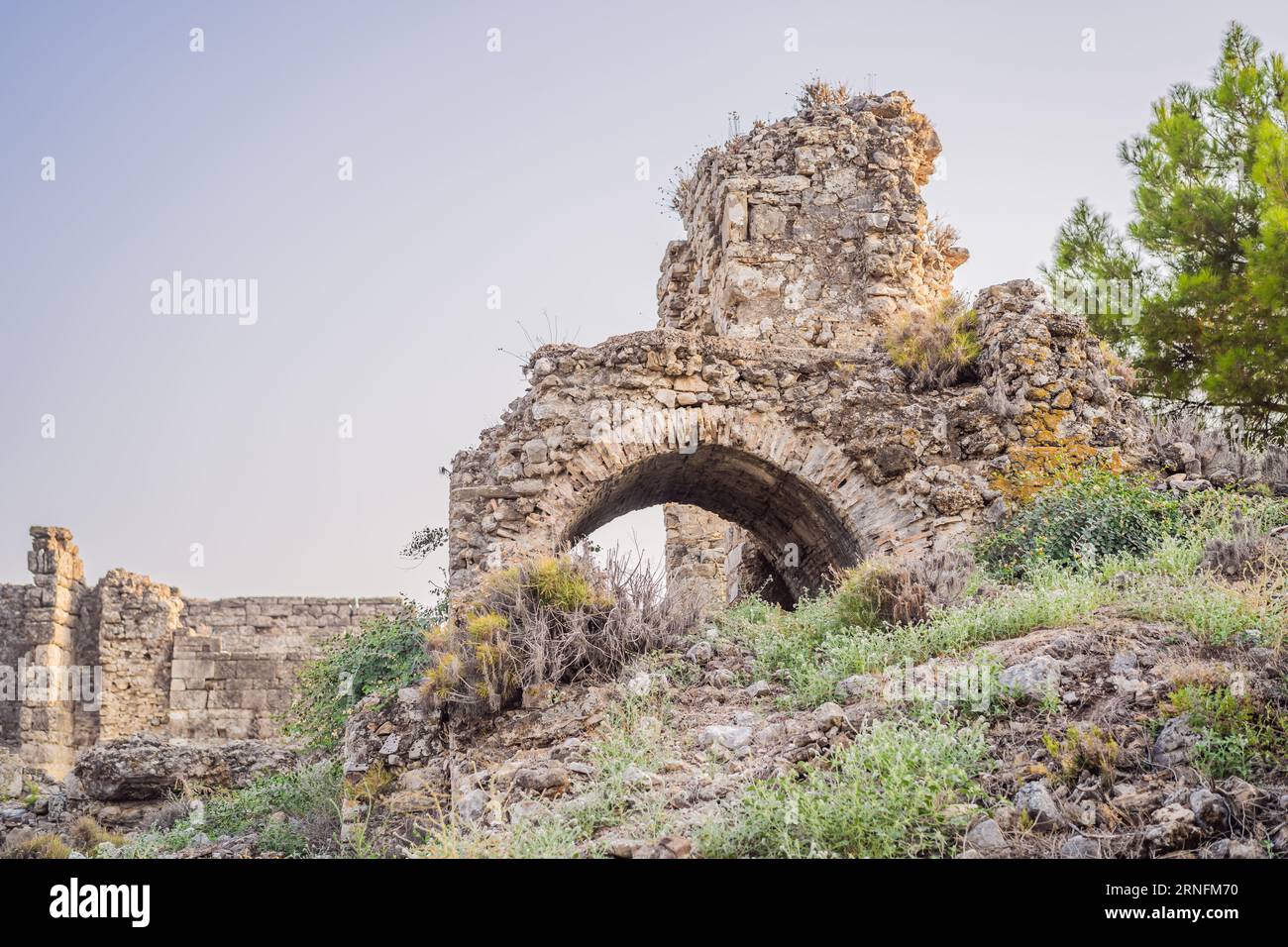 Aspendos Ancient City. Aspendos acropolis city ruins, cisterns ...