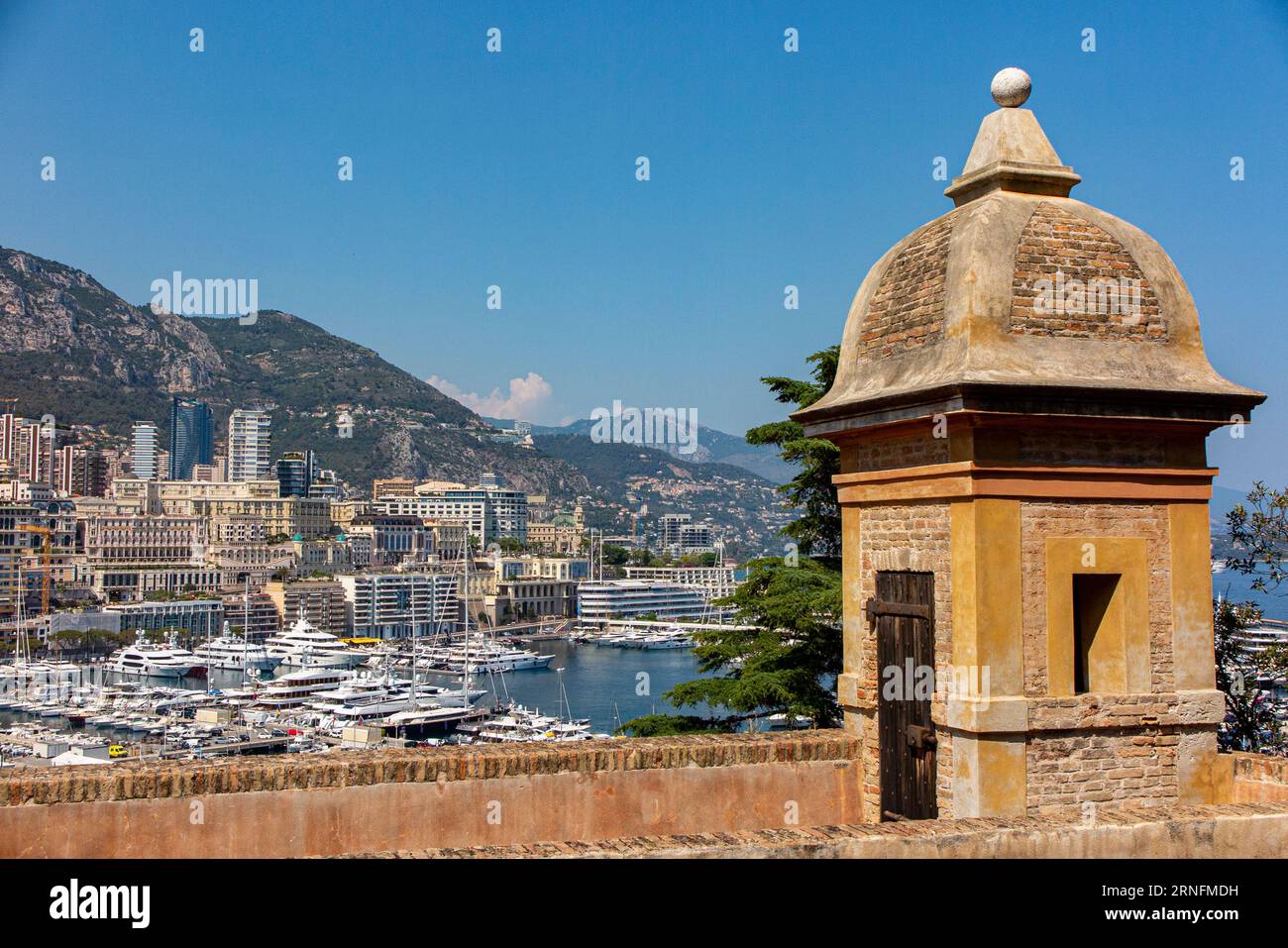 The port of Monaco and superyachts from Monaco Old Town Stock Photo - Alamy