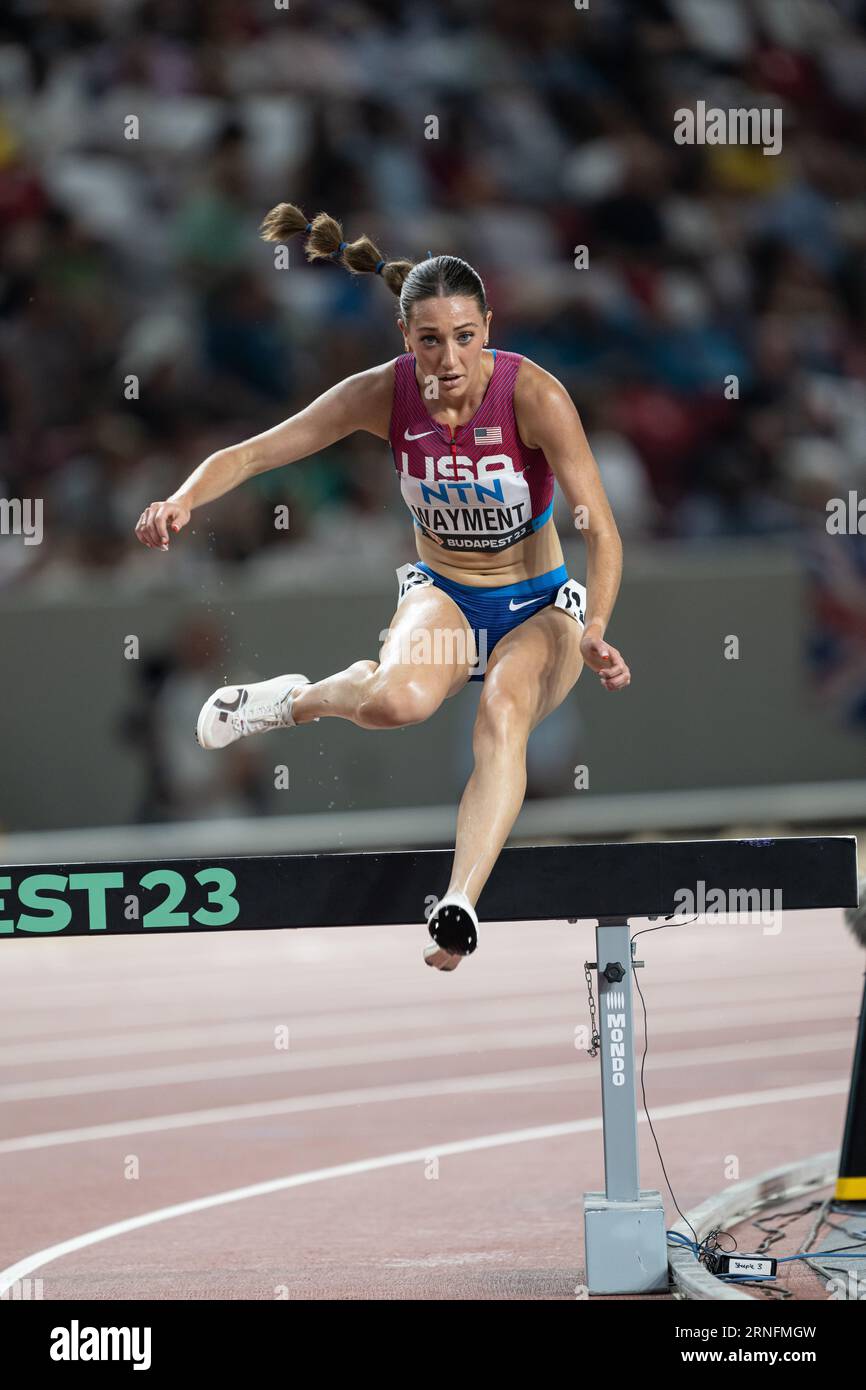 Courtney Wayment participating in the 3000 m Steeplechase at the World ...