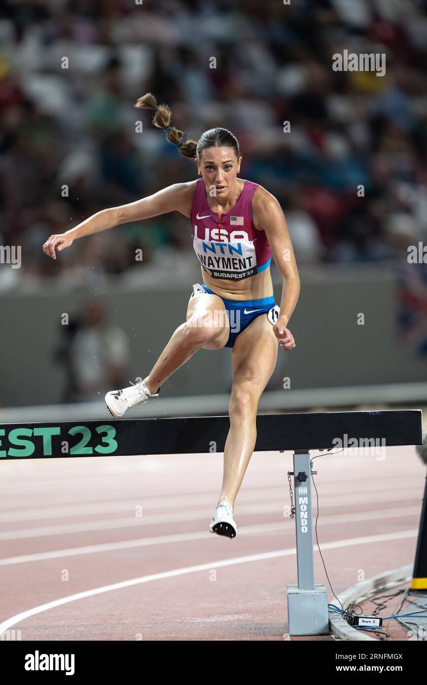Courtney Wayment participating in the 3000 m Steeplechase at the World ...