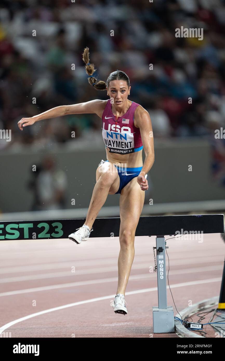 Courtney Wayment participating in the 3000 m Steeplechase at the World ...