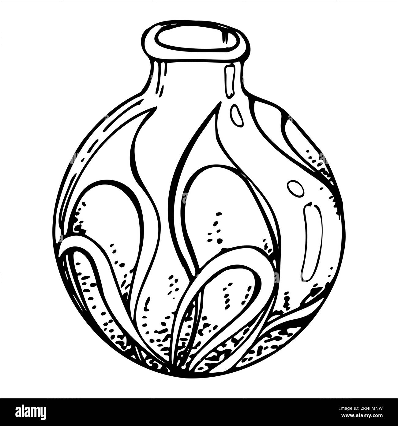 Hand drawn ink vector glass jar vial bottle for potion. Sketch ...