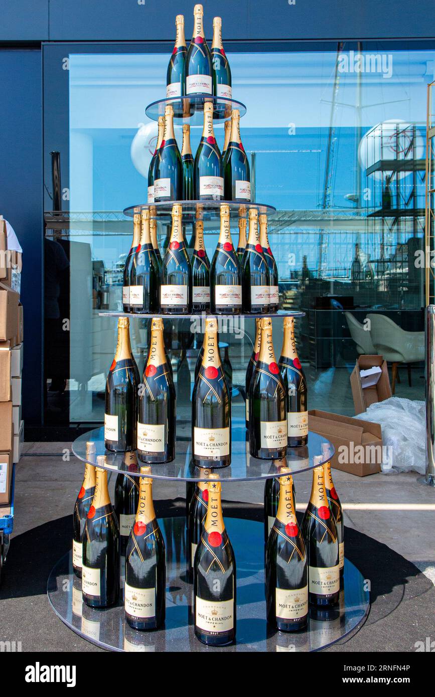 A [yramid of Moet & Chandom champagne magnums ready for a party at ...