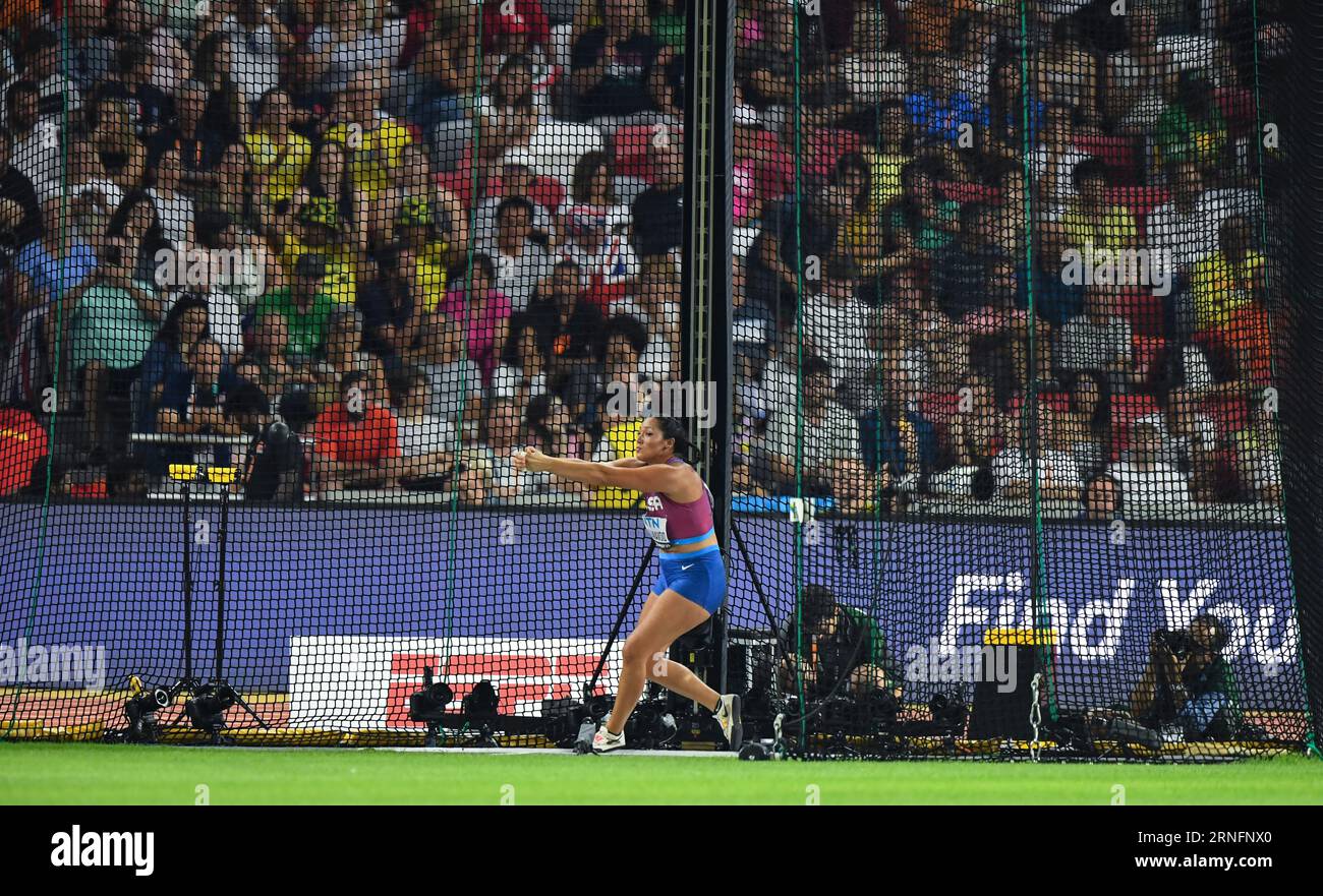 Janee' Kassanavoid of the USA competing in the women’s hammer final on ...