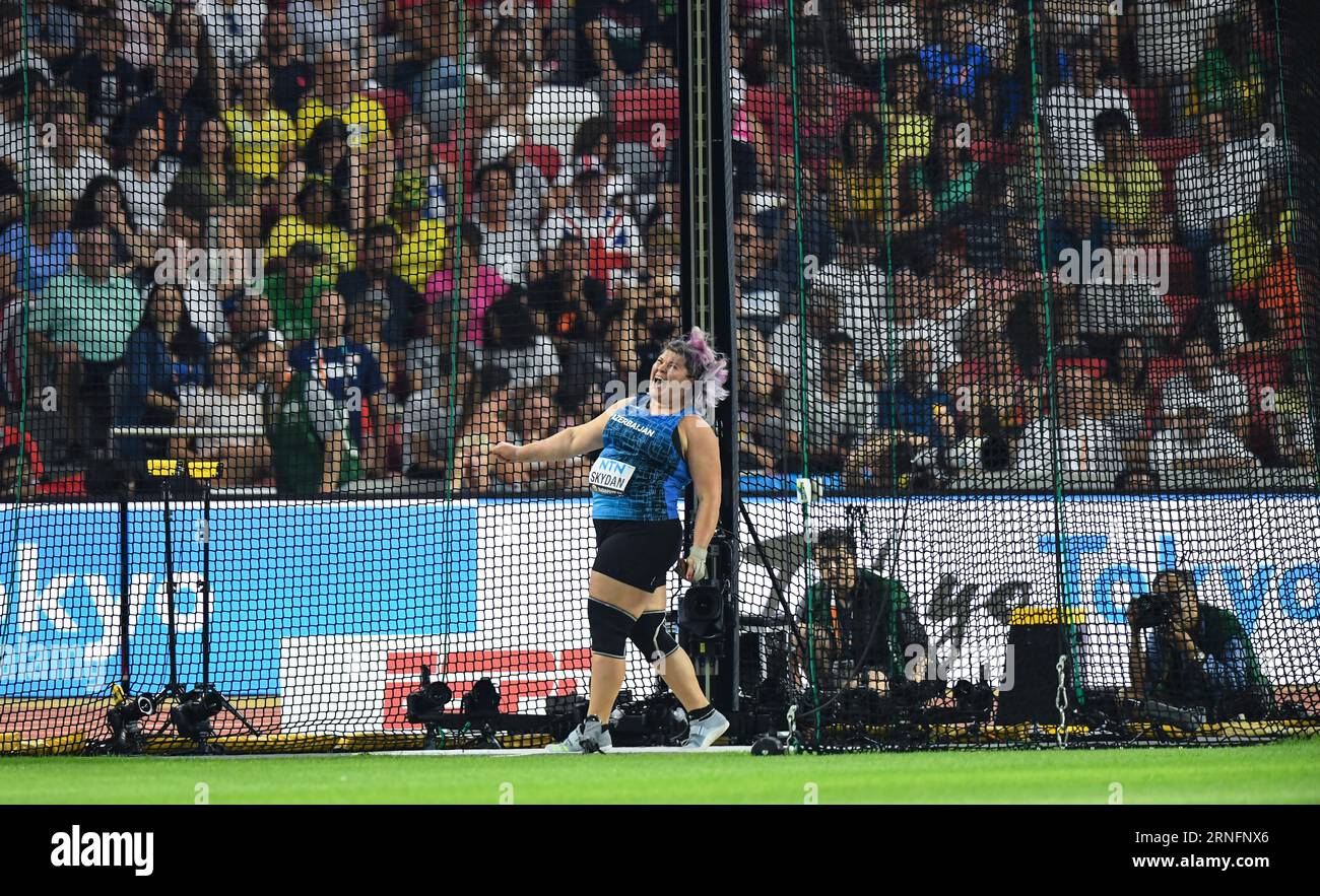 Hanna Skydan of Azerbaijan competing in the women’s hammer final on day ...