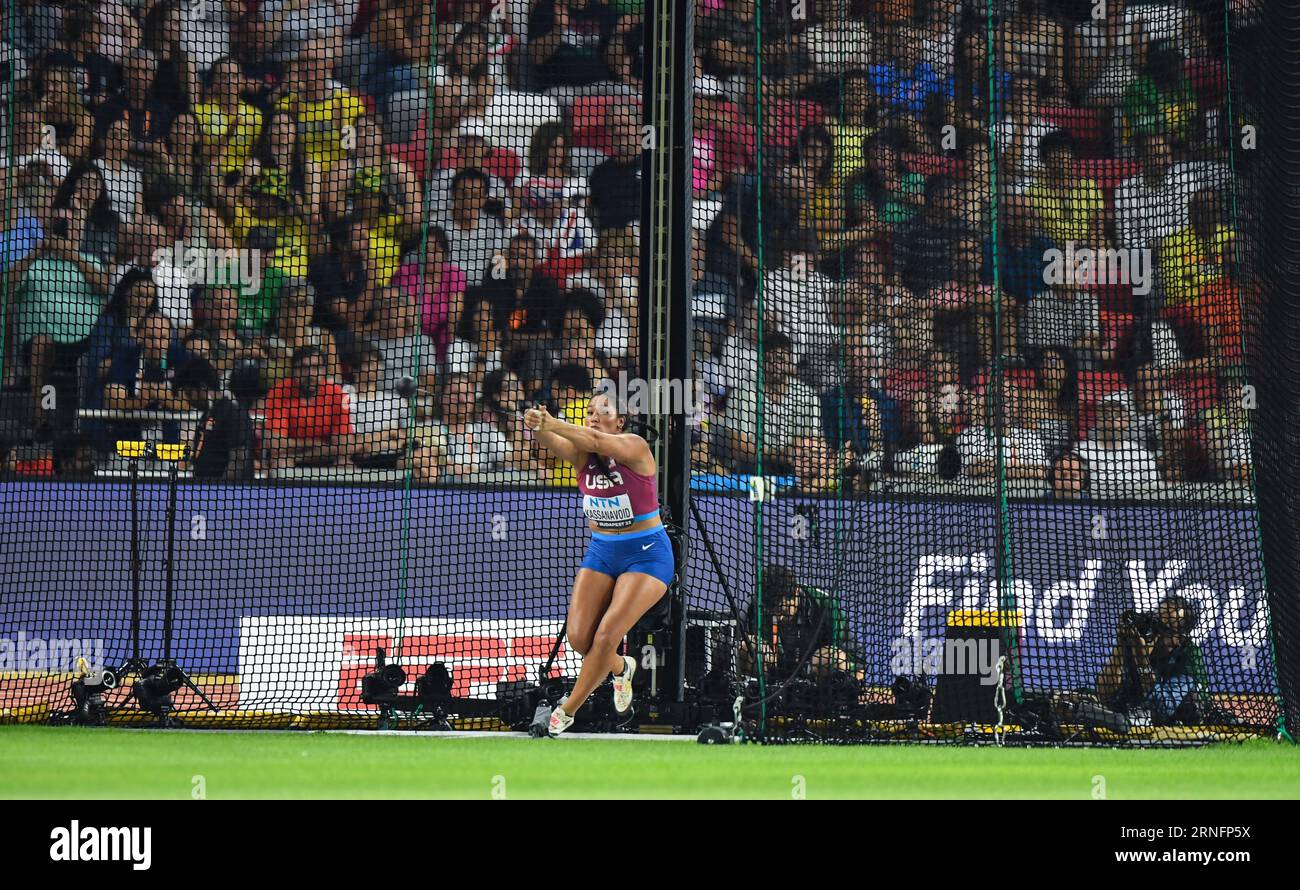 Janee' Kassanavoid of the USA competing in the women’s hammer final on ...
