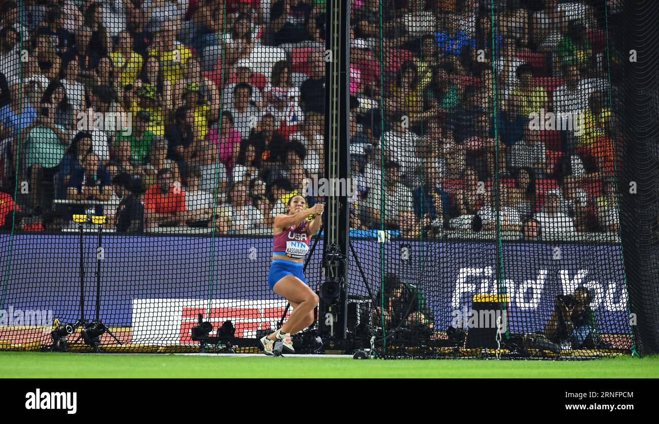 Janee' Kassanavoid of the USA competing in the women’s hammer final on ...