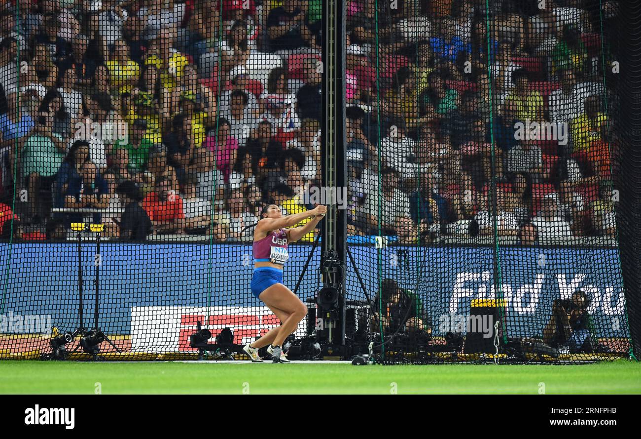 Janee' Kassanavoid of the USA competing in the women’s hammer final on ...