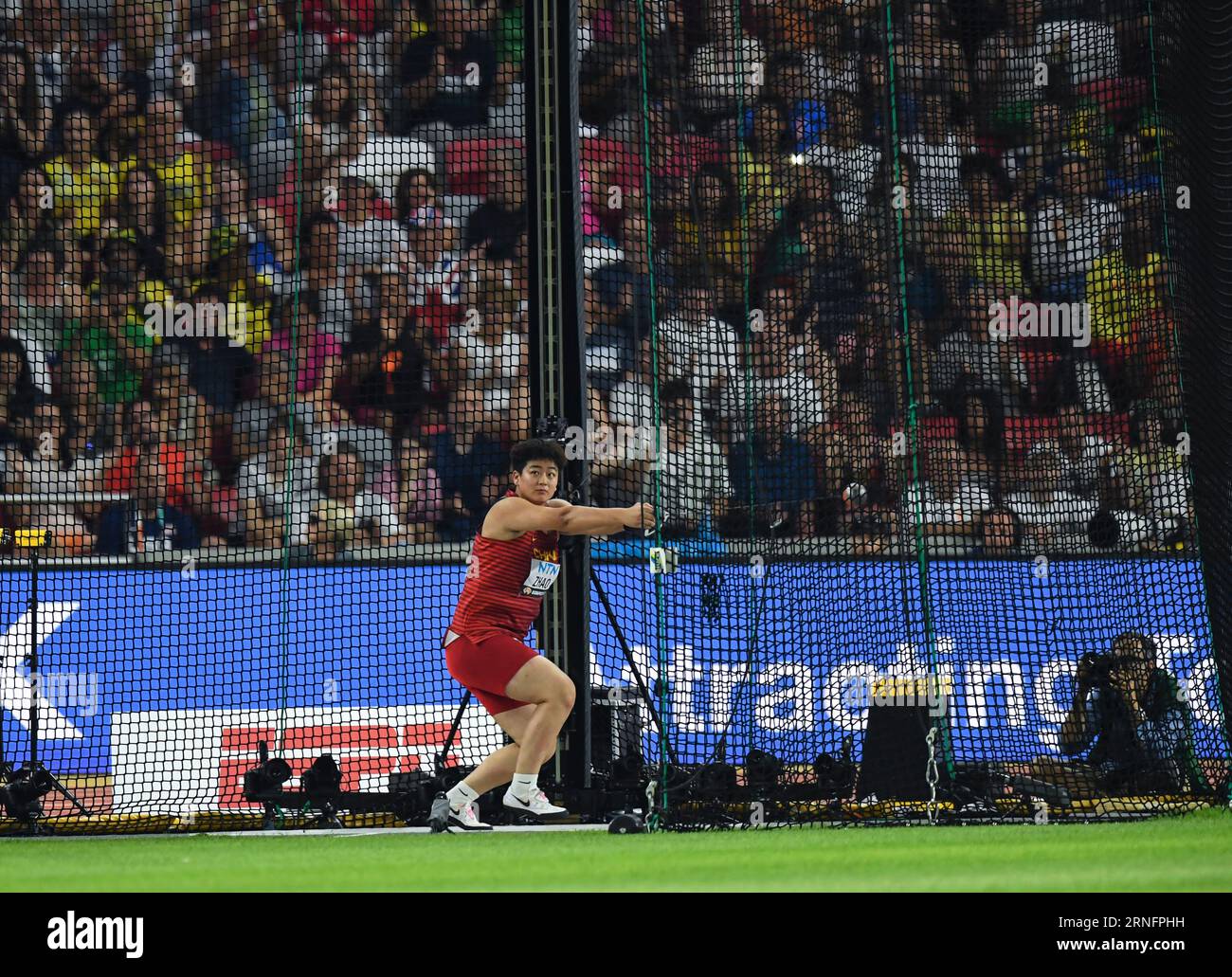Jie Zhao of China competing in the women’s hammer final on day 6 of the World Athletics ...