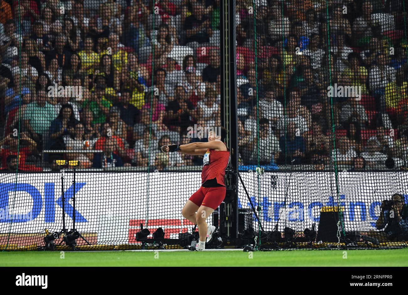 Jie Zhao of China competing in the women’s hammer final on day 6 of the World Athletics ...