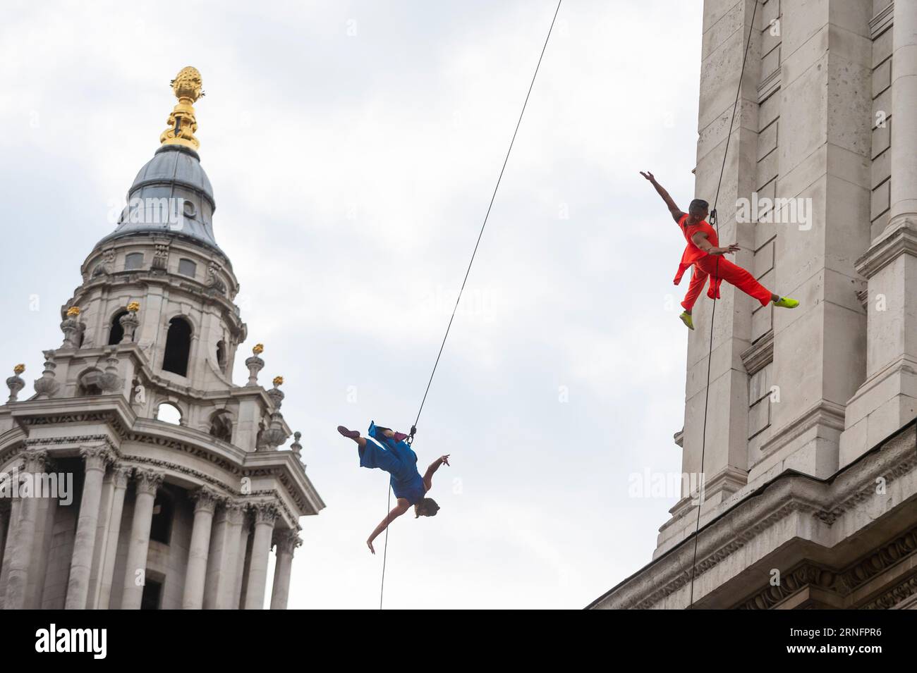 London, UK. 1 September 2023. Members of Bandaloop perform Resurgam, a ...