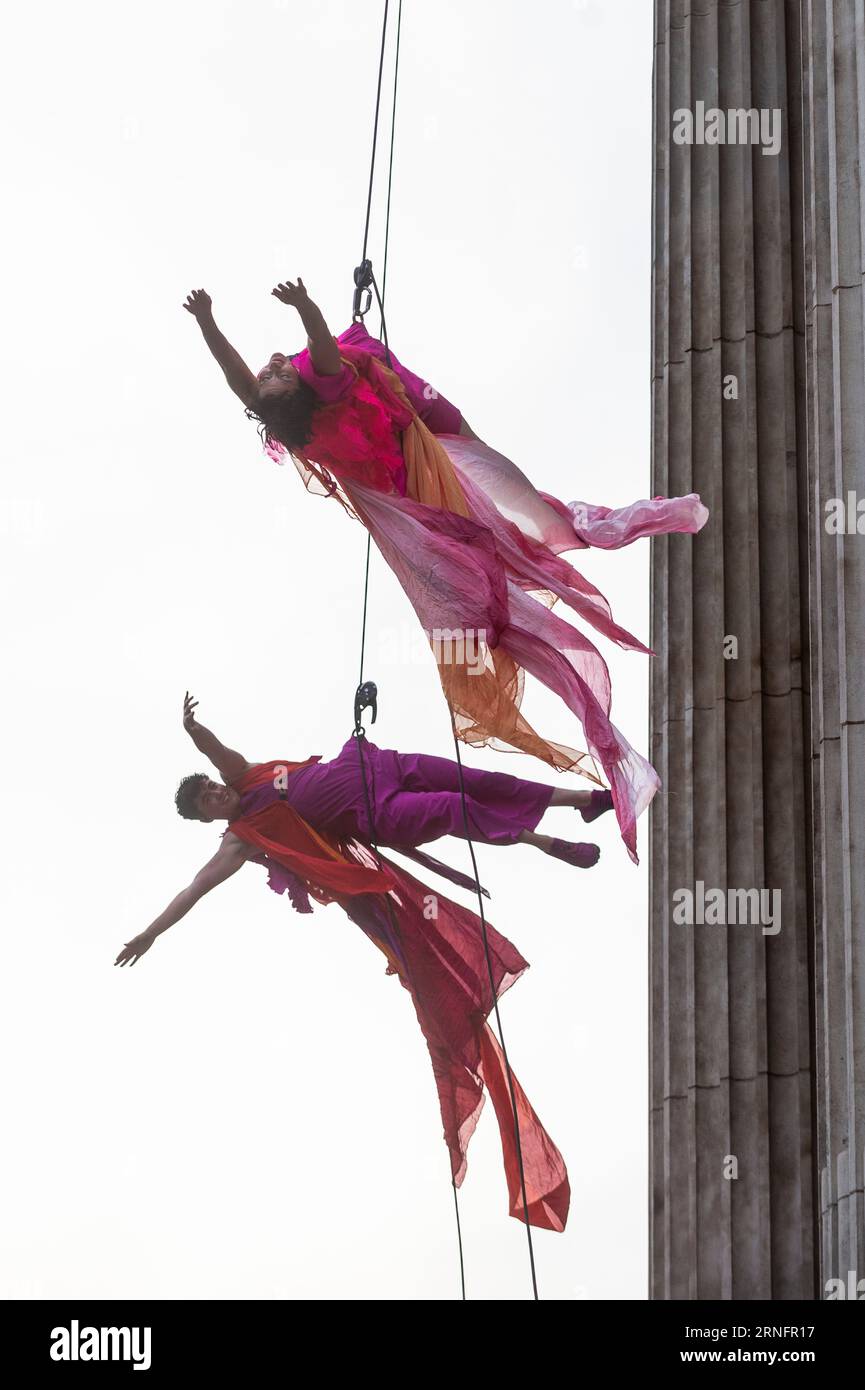 London, UK. 1 September 2023. Members of Bandaloop perform Resurgam, a ...