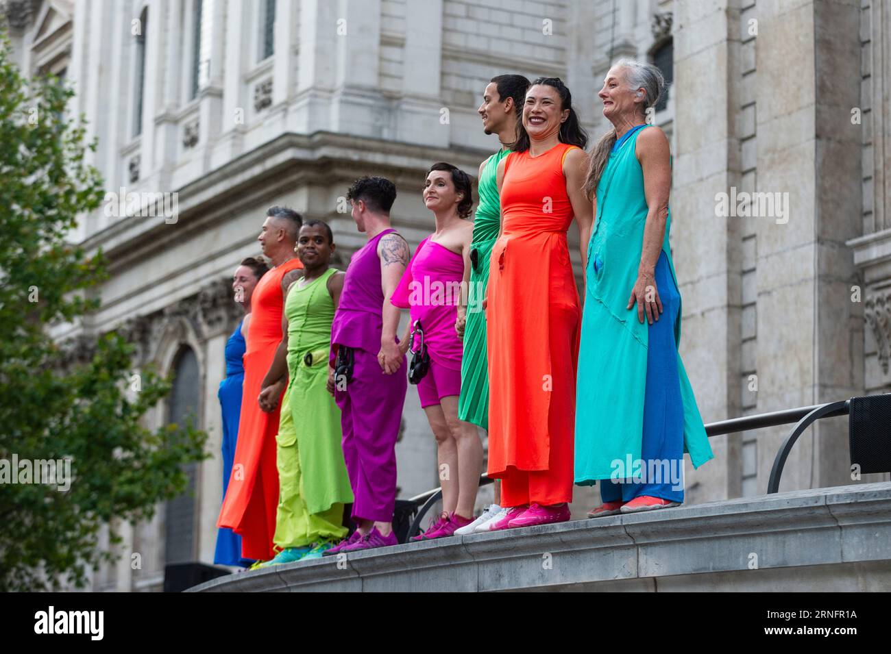 London, UK. 1 September 2023. Members of Bandaloop receive audience ...