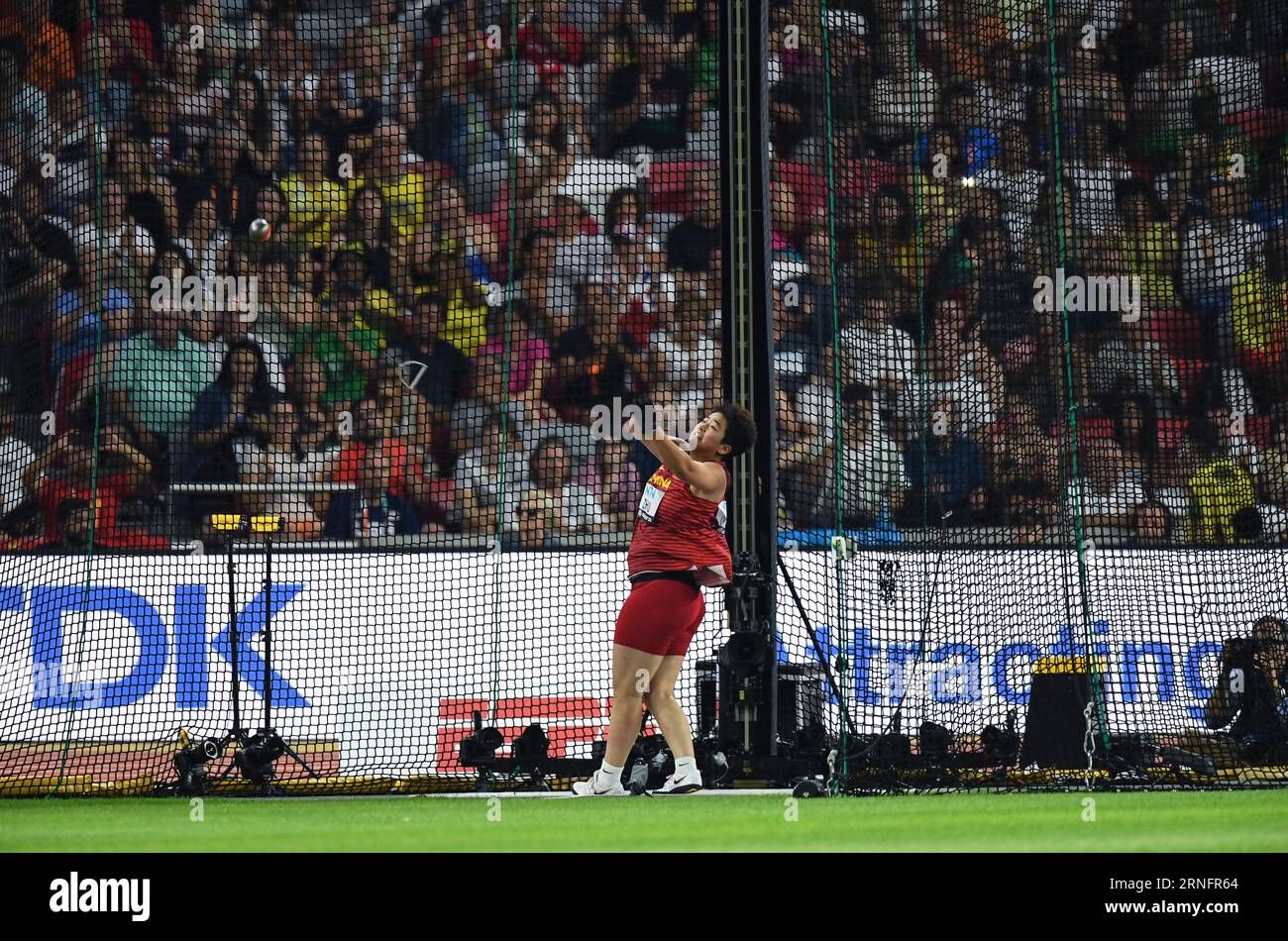Jie Zhao of China competing in the women’s hammer final on day 6 of the World Athletics ...