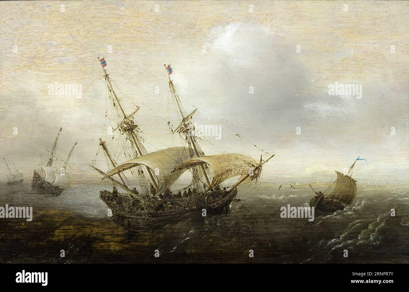 Woelige zee met schepen between 1625 and 1630 by Hans Goderis Stock ...