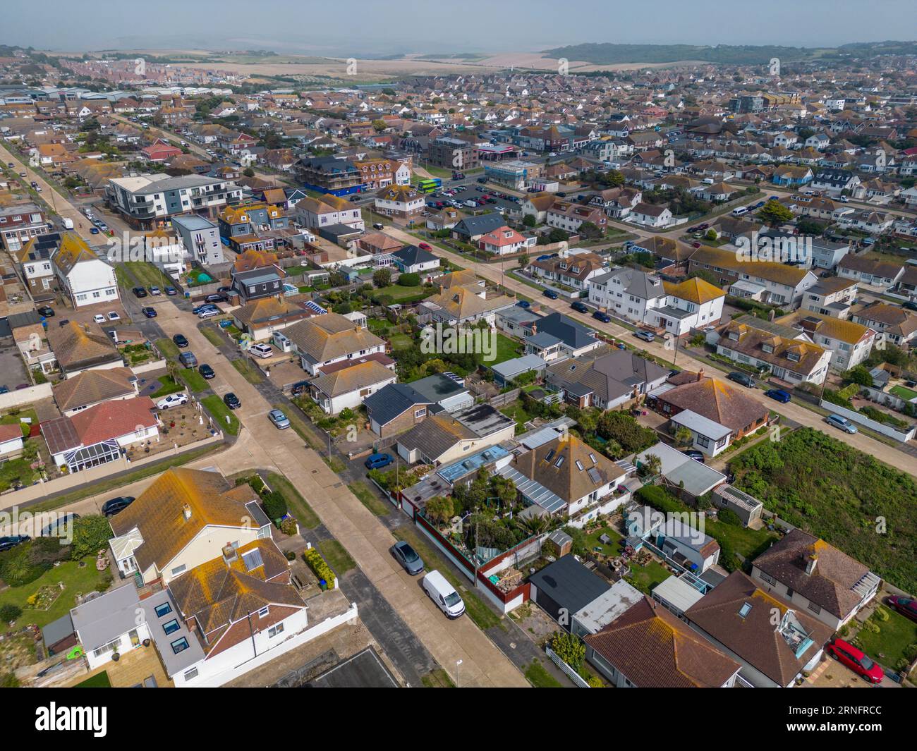 Aerial view of residential area on the cliffs in Peacehaven, East ...