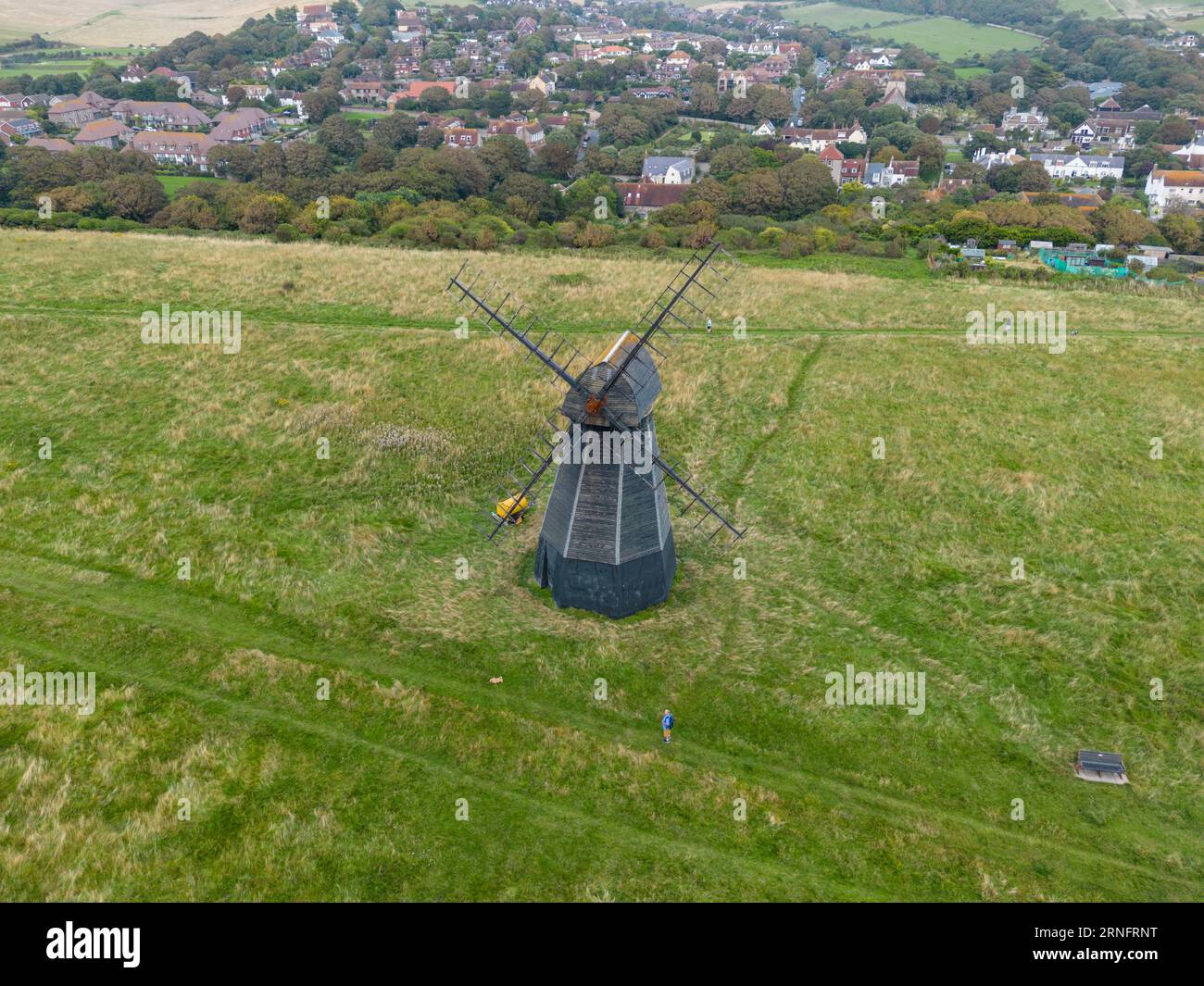 Aerial view of Beacon Hill Windmill, Rottingdean, East Sussex, UK Stock ...