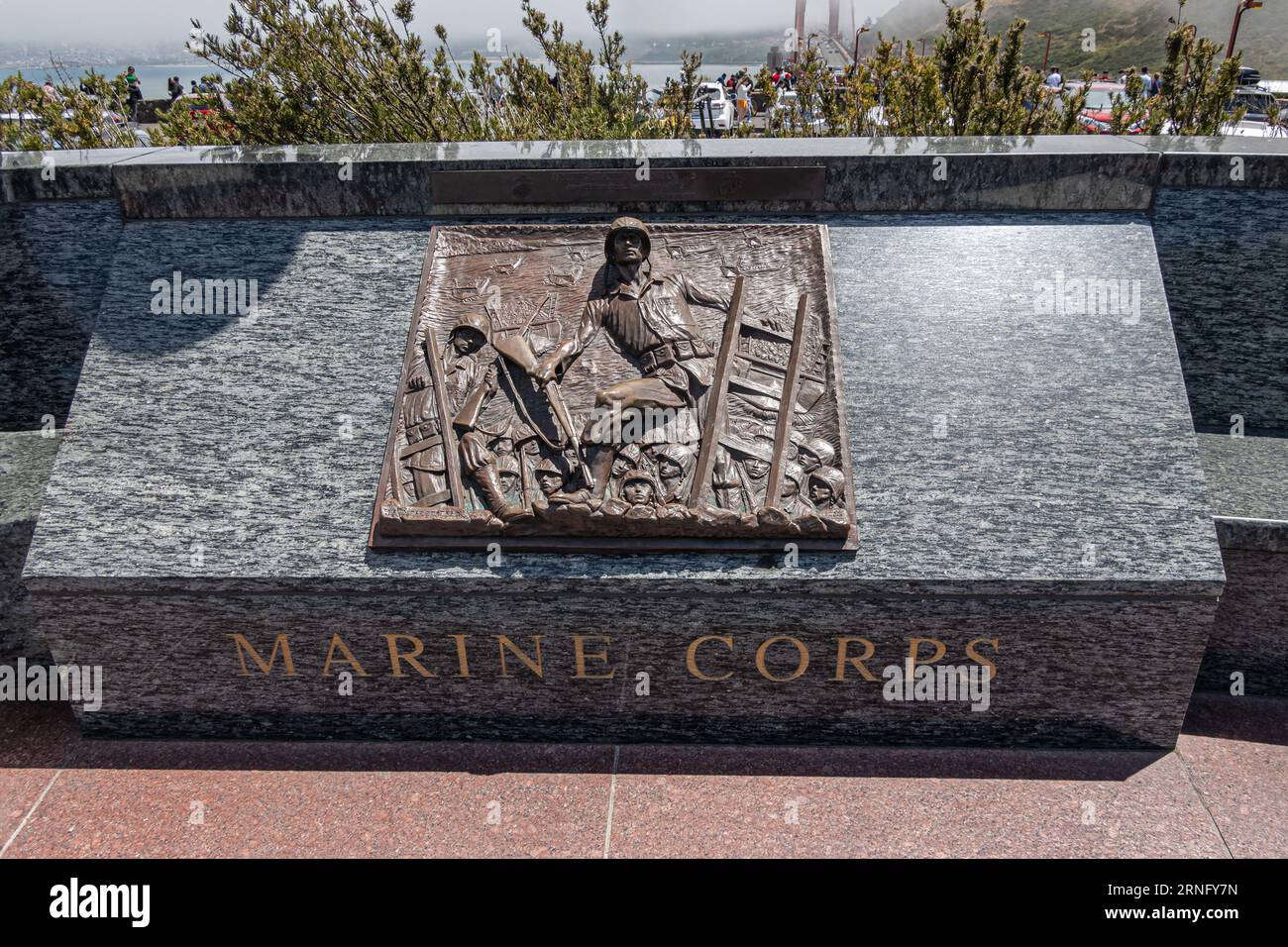 San Francisco, CA, USA - July 12, 2023: Closeup, Marine corps memorial ...