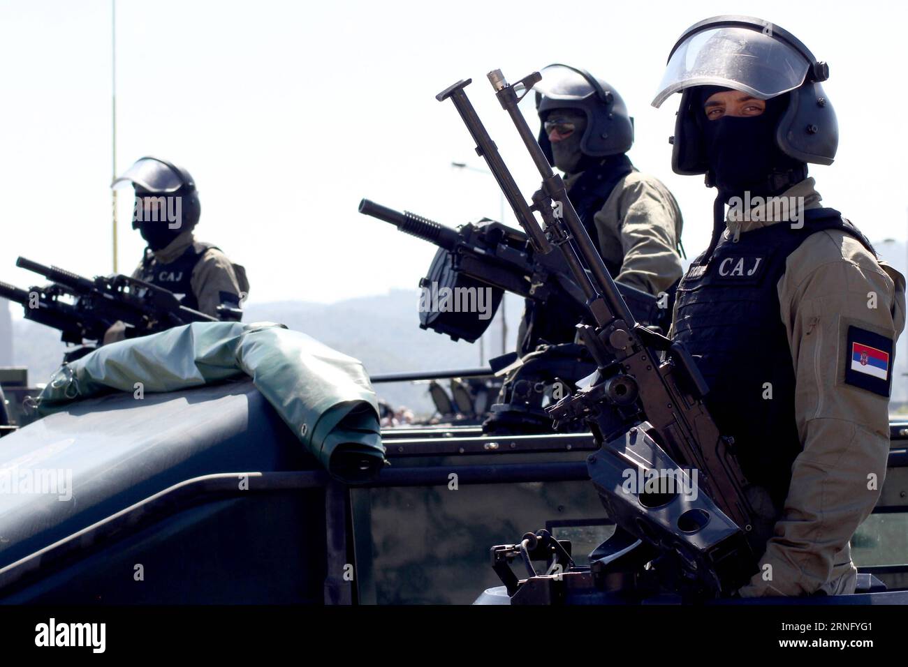 (160828) -- LOZNICA, (Serbia), Aug. 28, 2016 -- Special police units ...