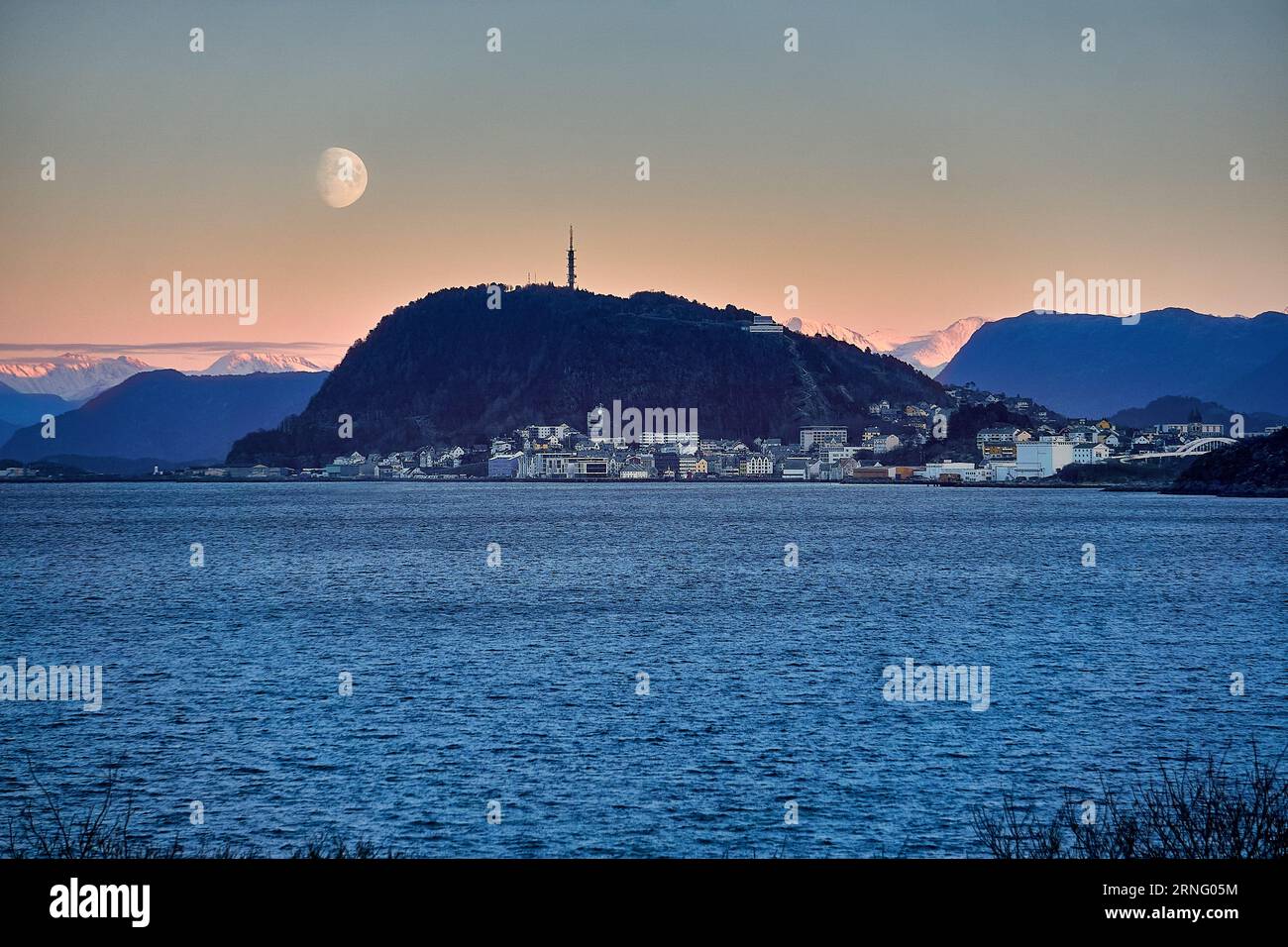 Moon over Ålesund, Norway Stock Photo - Alamy