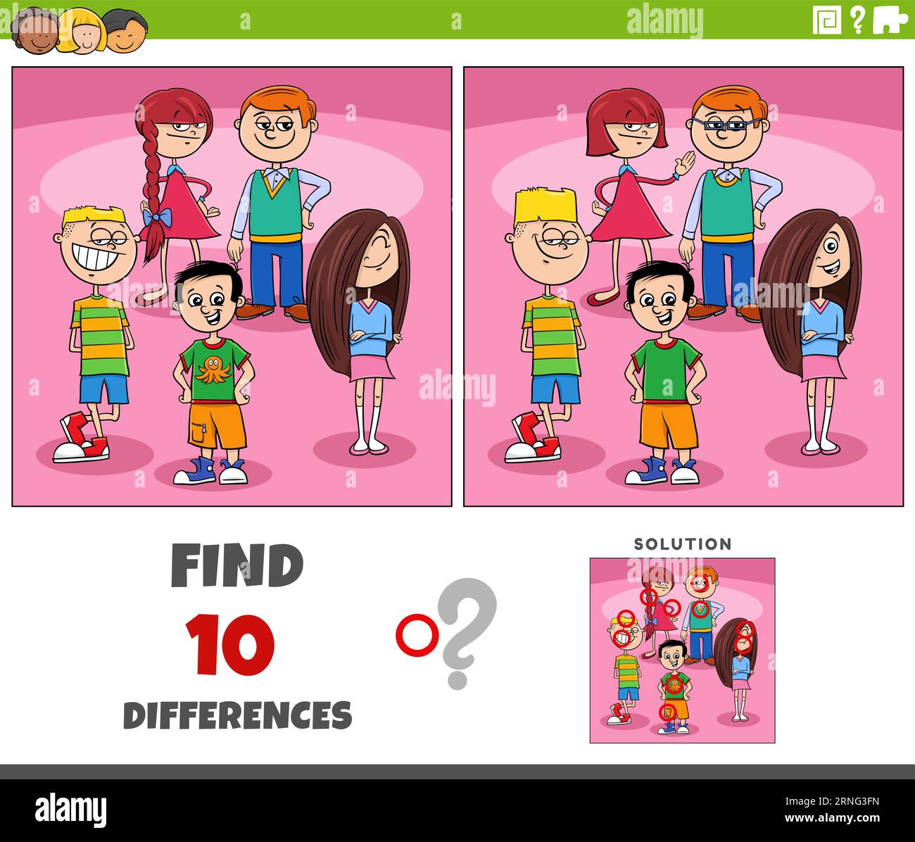Cartoon illustration of finding the differences between pictures ...
