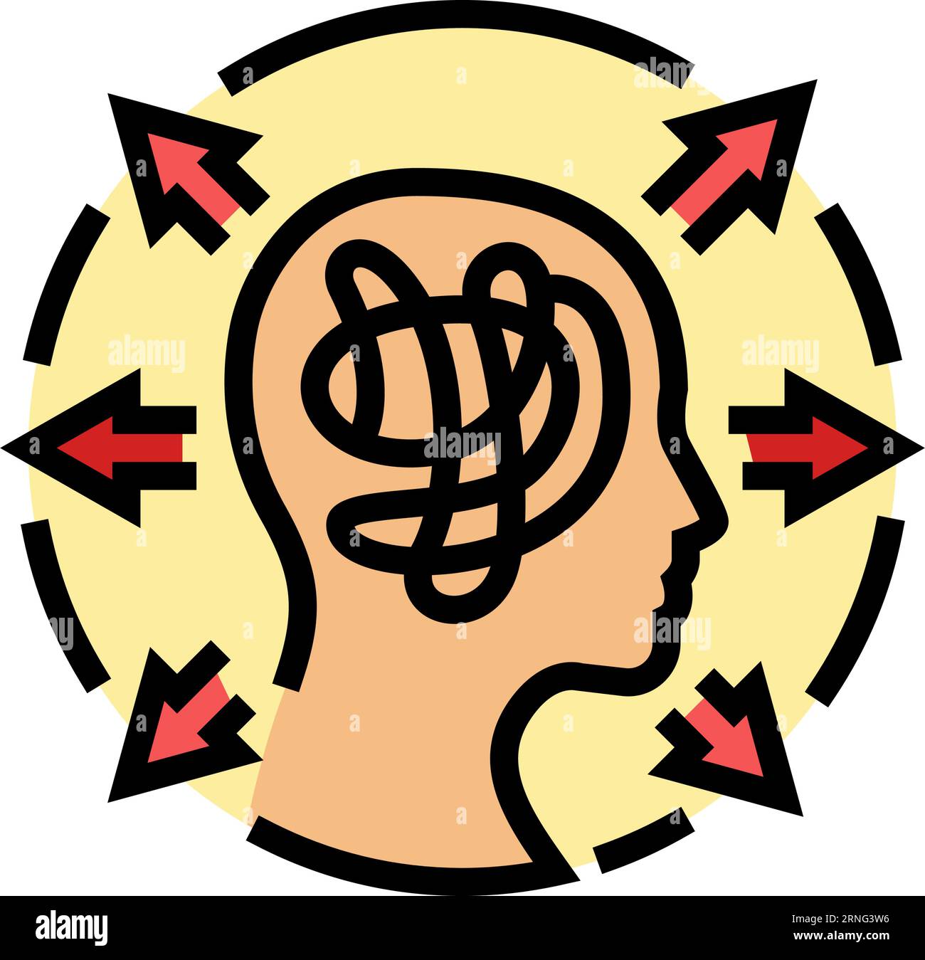 difficulty concentrating disease symptom color icon vector illustration ...