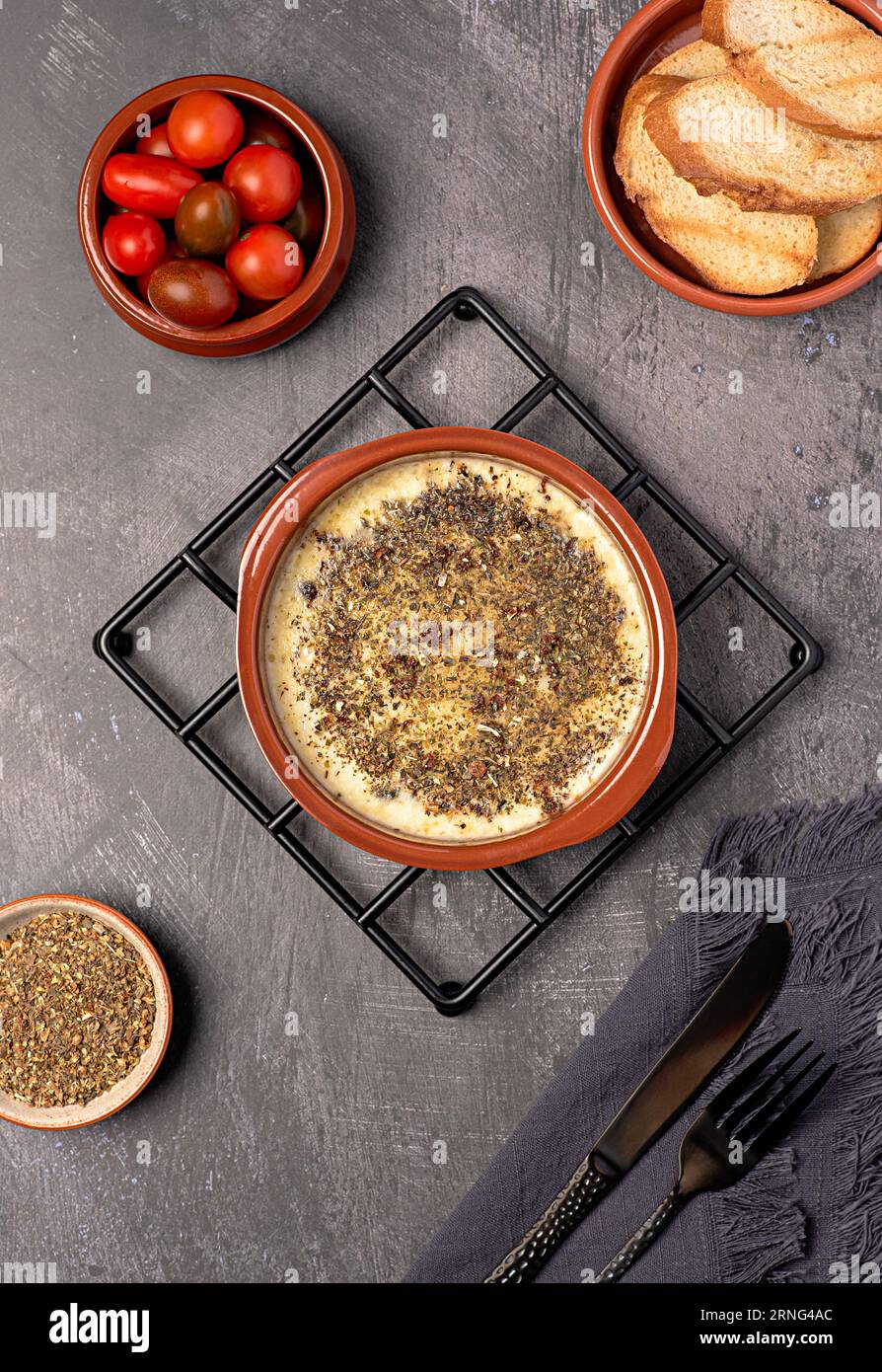 Food photography of provolone cheese, baked, melted, starter, italian ...