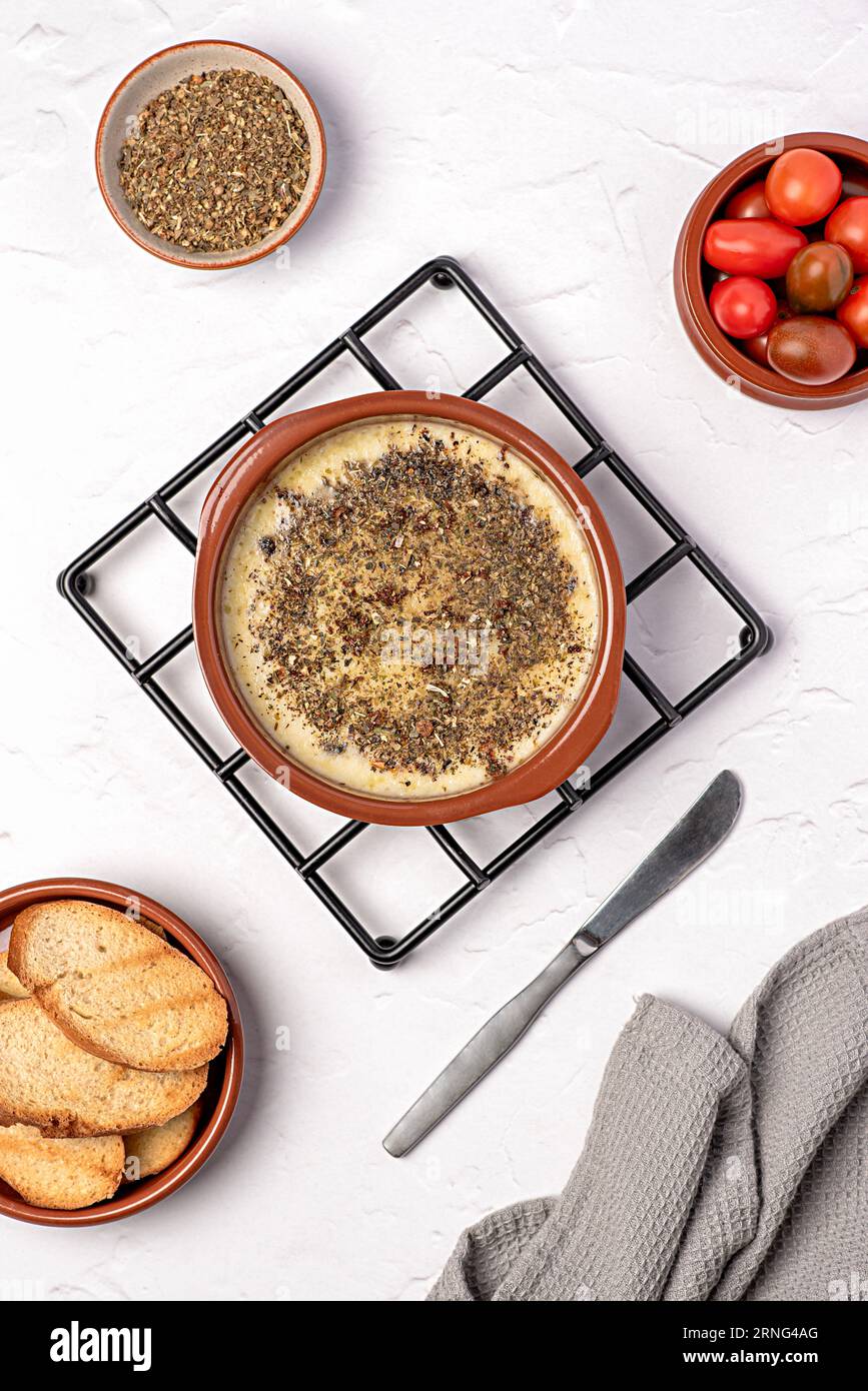 Food photography of provolone cheese, baked, melted, starter, italian ...