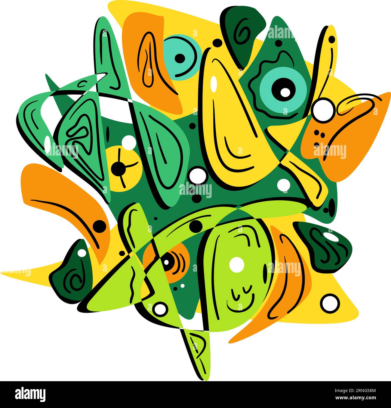 Vector illustration of abstract colorful shapes on white background. Line art Stock Vector Image ...