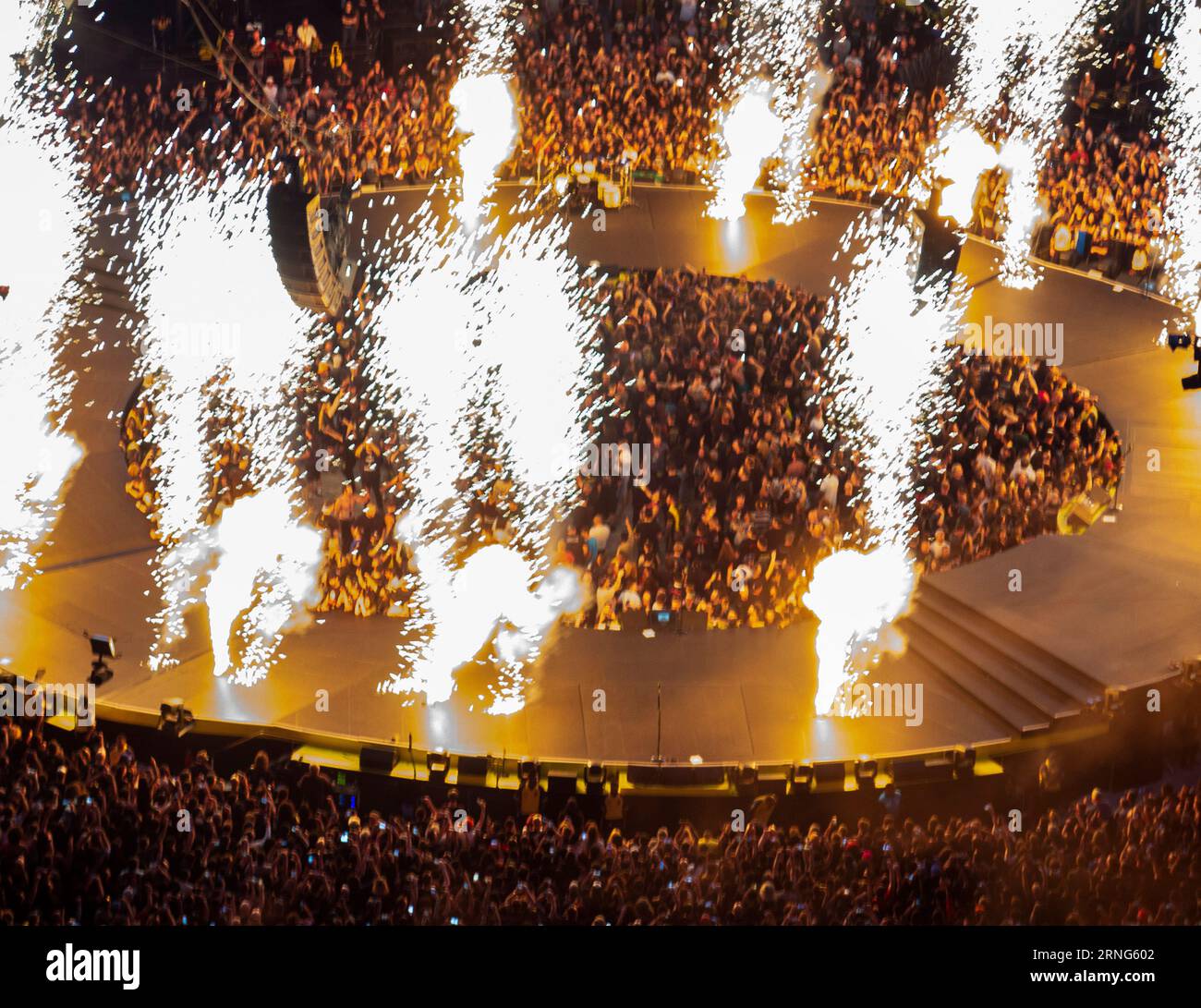 August 27, 2023, Inglewood, California, USA: Pyrotechnics go off as the ...