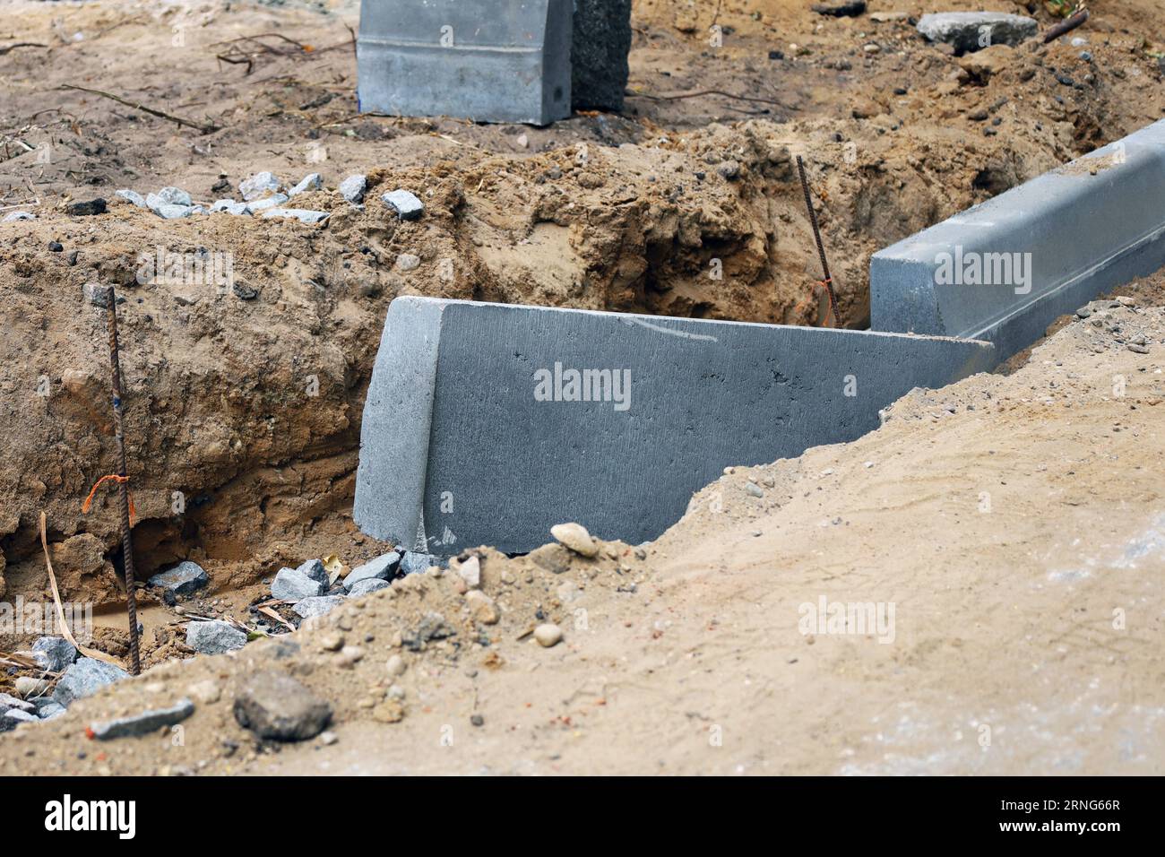 Reconstruction of the road in the pedestrian zone in city street ...