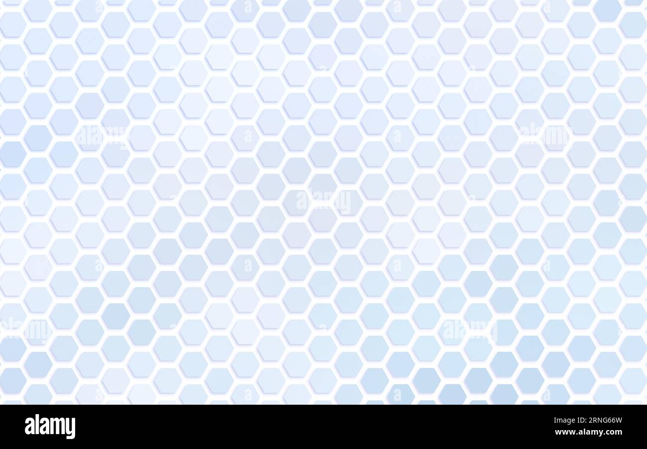 Blue and light blue hexagon grid pattern on white. Technology, connection and data concept. Full ...