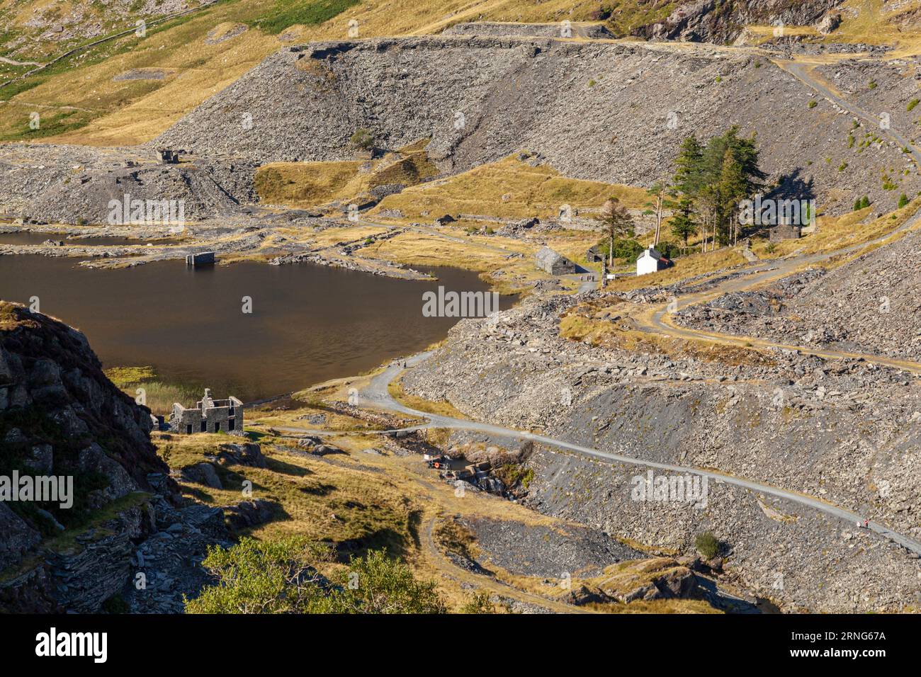 Cwmorthin Slate Quarry viewed from the disused workings of Wrysgan ...