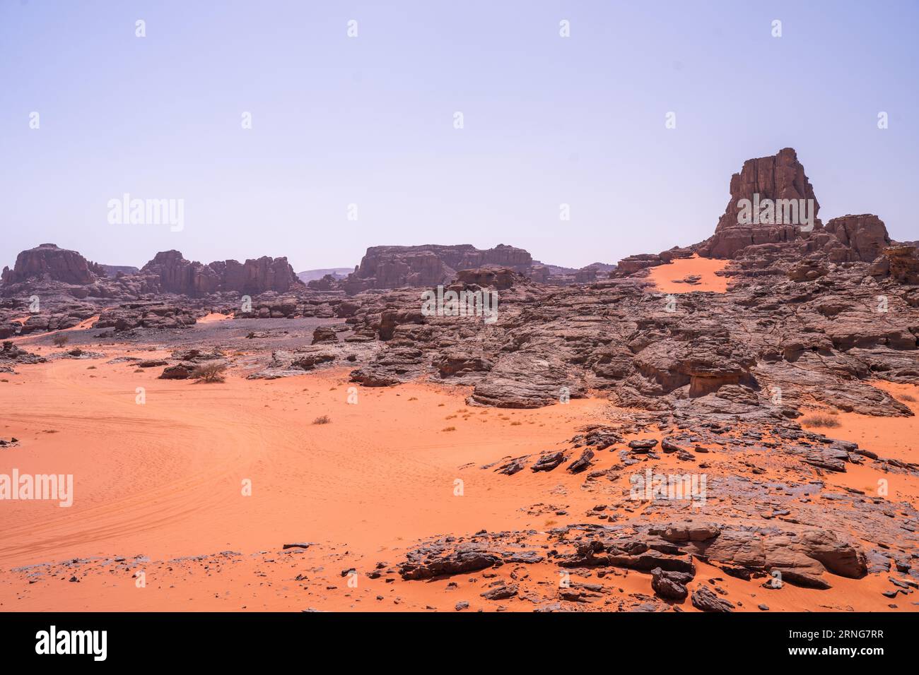 view in the Sahara desert of Tadrart rouge tassili najer in Djanet City ...