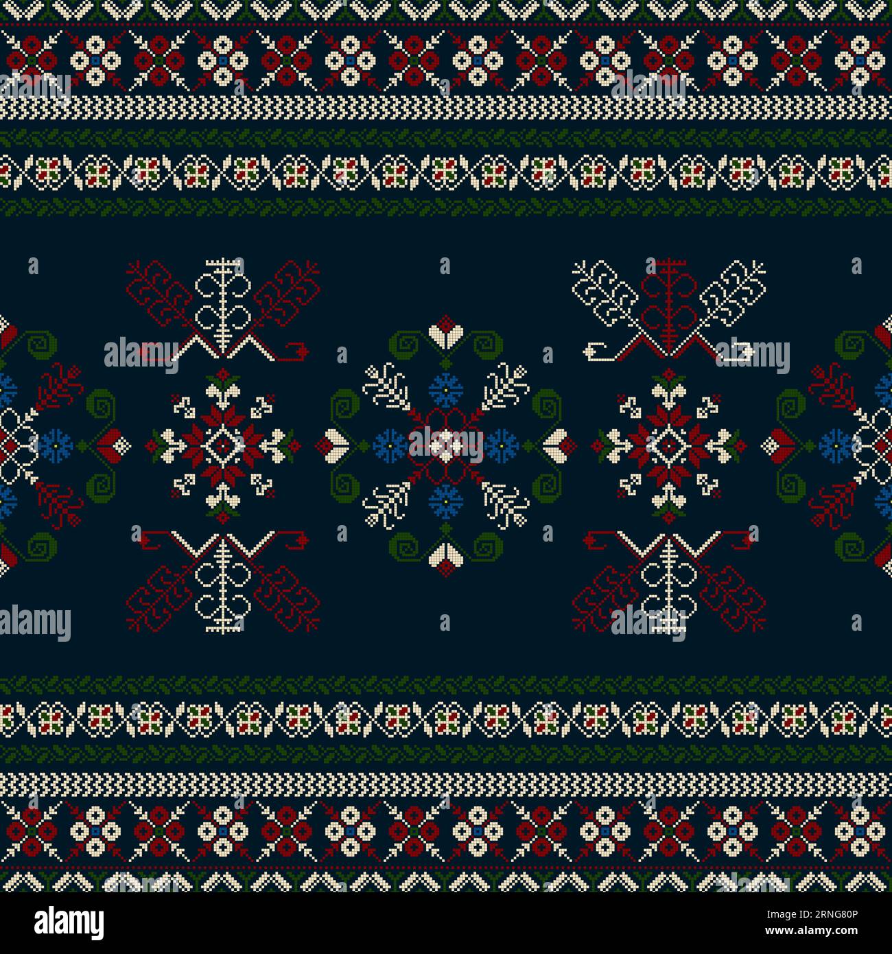 Traditional Latvian embroidery seamless pattern, vector illustration ...