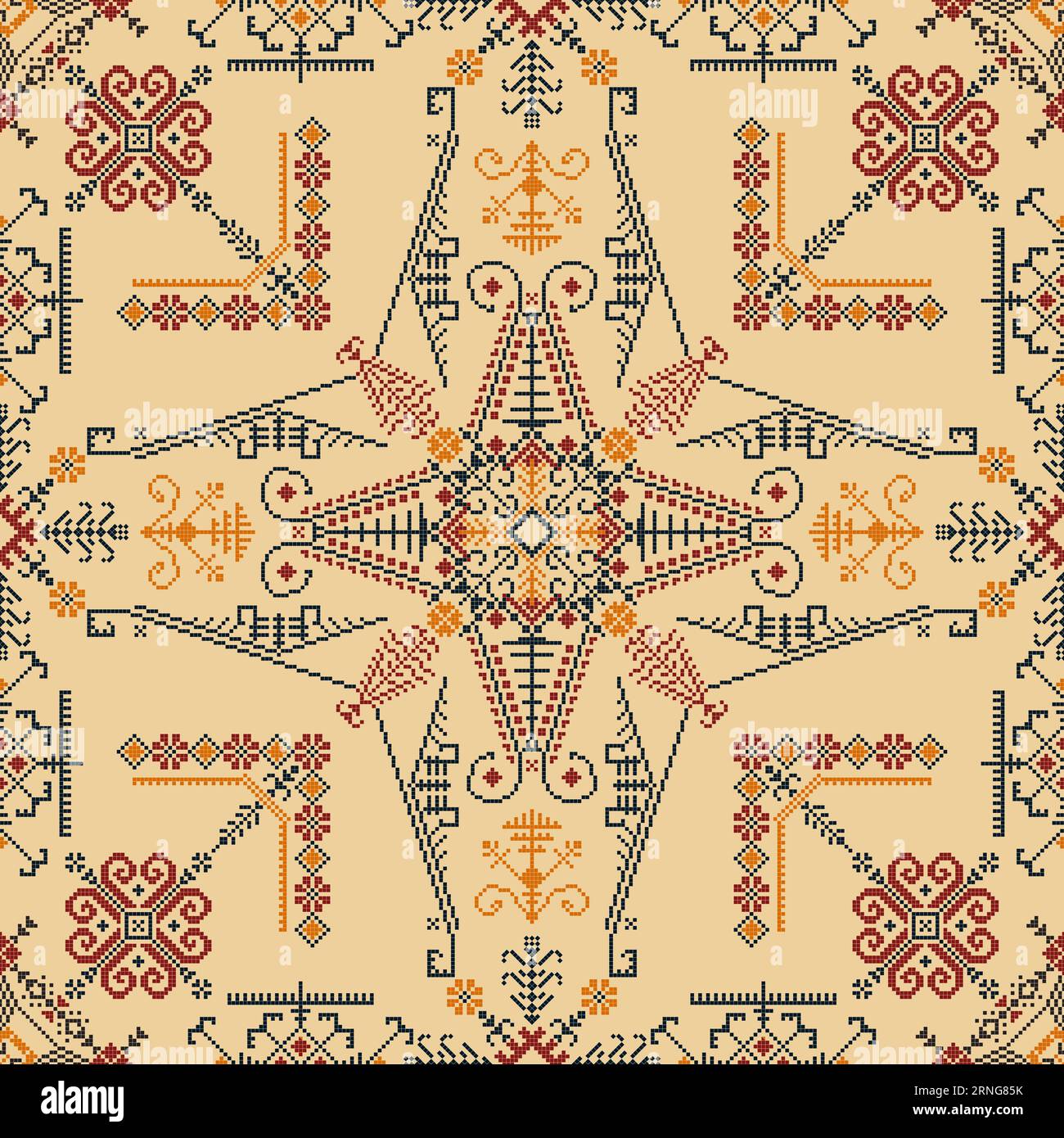 Traditional Latvian embroidery seamless pattern, vector illustration Stock Vector Image & Art ...