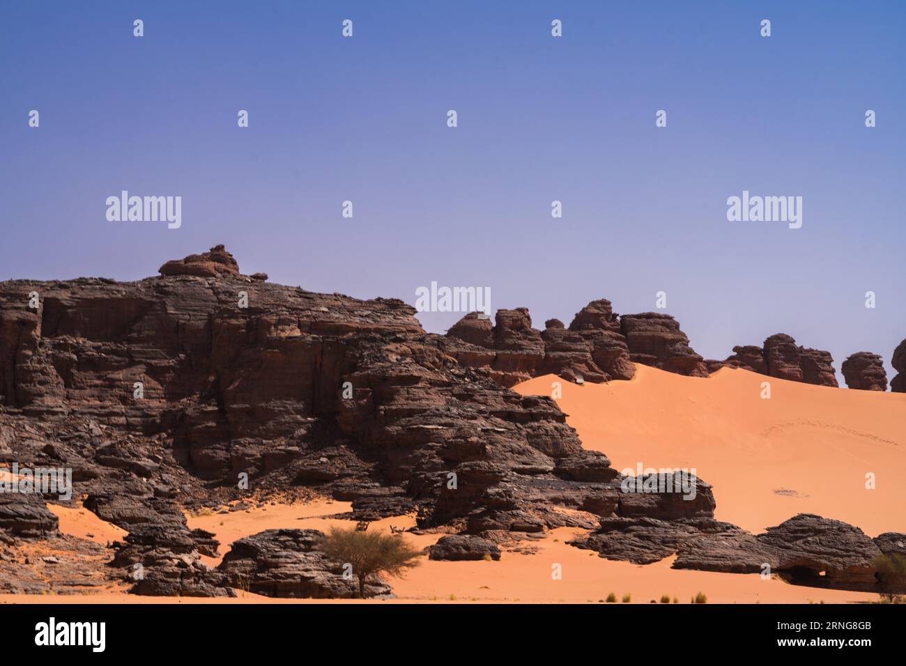 view in the Sahara desert of Tadrart rouge tassili najer in Djanet City ...