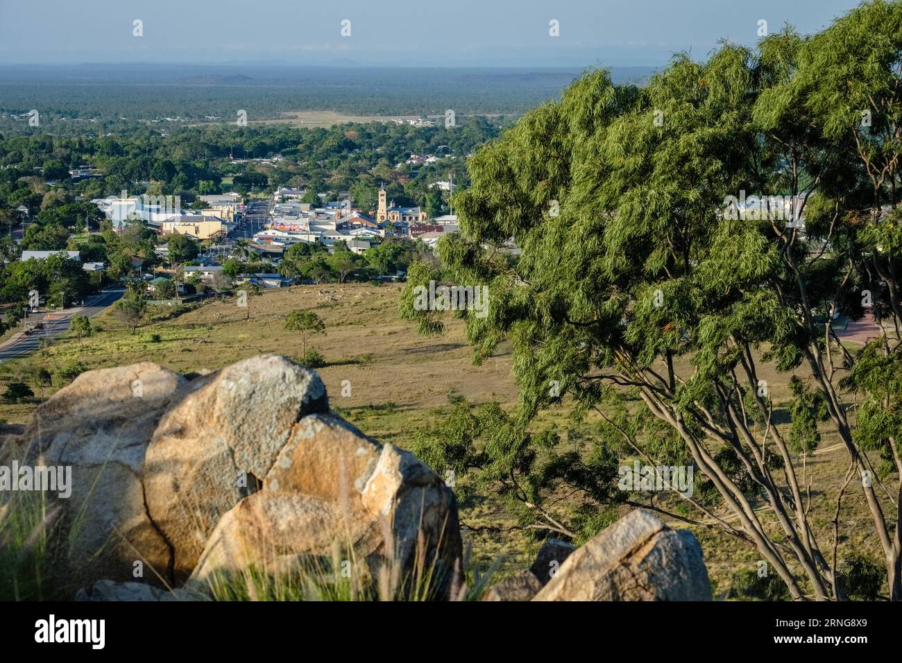 The outback town of Charters Towers seen from Towers Hill, Queensland ...