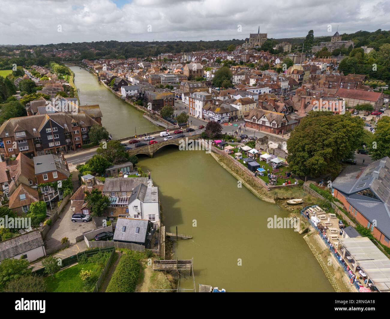 Aerial view of the River Arun in Arundel, West Sussex, UK Stock Photo ...