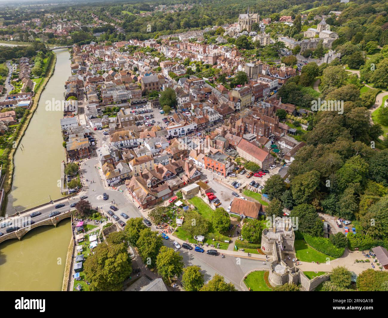 Aerial view of the River Arun in Arundel, West Sussex, UK Stock Photo ...