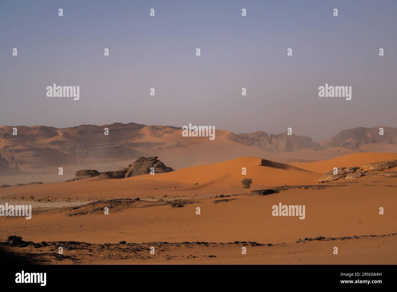 view in the Sahara desert of Tadrart rouge tassili najer in Djanet City ...