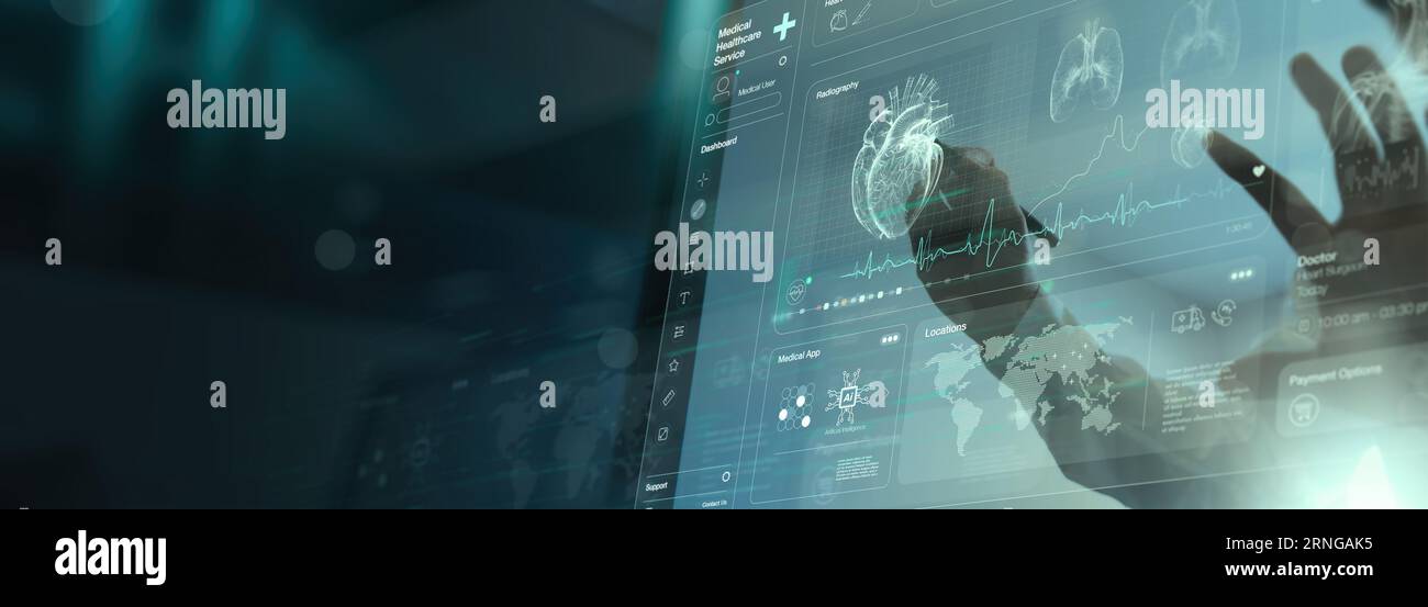 Cardiologist doctor examine patient heart functions and blood vessel on ...