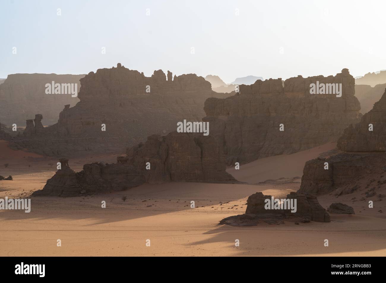 view in the Sahara desert of Tadrart rouge tassili najer in Djanet City ...