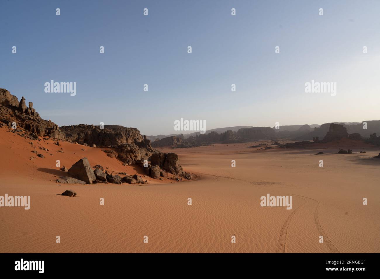 view in the Sahara desert of Tadrart rouge tassili najer in Djanet City ...