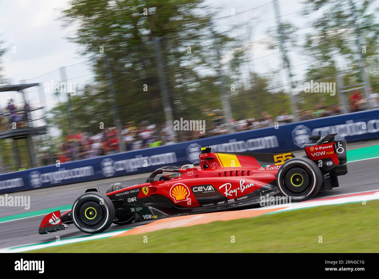 Monza, Italy. 01st Sep, 2023. Carlos Sainz of Spain driving the (55) Scuderia Ferrari SF-23 ...