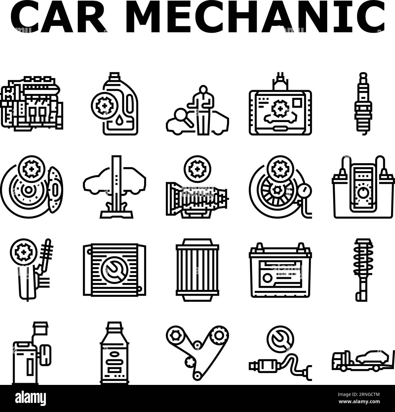 car mechanic repair service icons set vector Stock Vector Image & Art ...