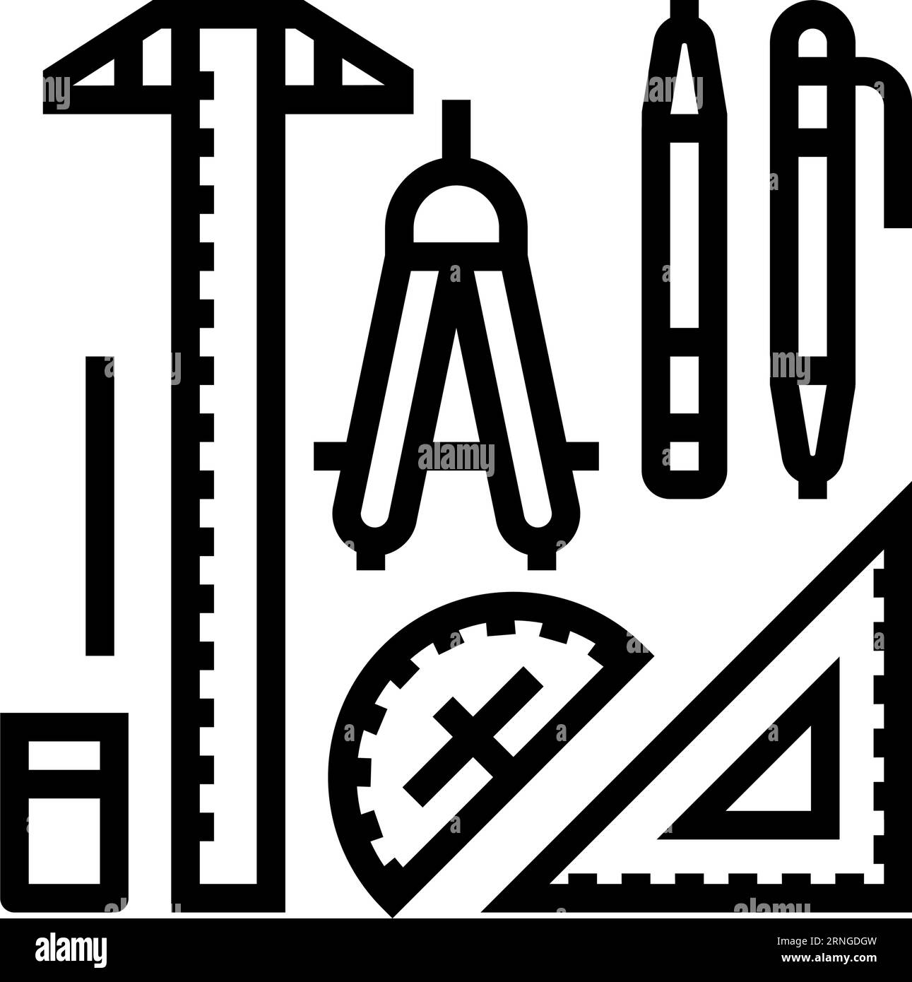 Drafting Tools Architectural Drafter Line Icon Vector Illustration Stock Vector Image And Art Alamy