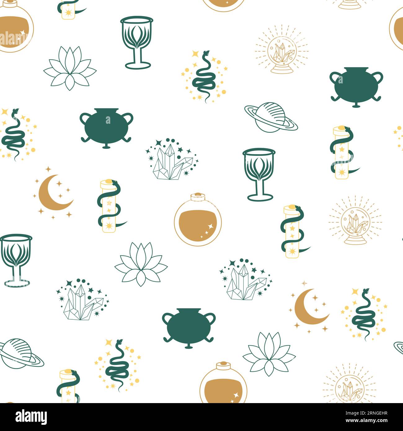 Magic and heaven seamless pattern, with magical elements such as snake ...